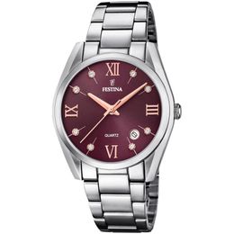 Festina Damen Quarzuhr &raquo;Boyfriend Collection&laquo; Armbanduhr, Damenuhr, Edelstahlarmband, Datum silber