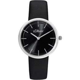 s.Oliver Quarzuhr Armbanduhr, Damenuhr schwarz-schwarz Unkomplizierte Damenarmbanduhr