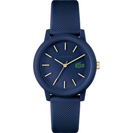Lacoste Quarzuhr »12.12 LADIES« Armbanduhr, Damenuhr, Mineralglas, analog, Silikonarmband blau Angesagte Damenarmbanduhr