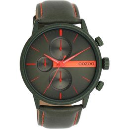 Oozoo Quarzuhr Armbanduhr, Herrenuhr, Lederarmband, Chrono-Look khaki 0 Ansprechende Armbanduhr für Herren im Chrono-Look