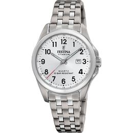 Festina Quarzuhr &raquo;Calendario Titanium&laquo; Armbanduhr, Damenuhr, analog, Tag titansilberfarben-silberfarben Sch&ouml;ne Damenarmbanduhr
