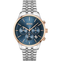 BOSS Chronograph »AVERY« Quarzuhr, Herrenuhr, Armbanduhr, Stoppfunktion, Edelstahlarmband silberfarben-blau 0 Exquisiter Herrenchronograph