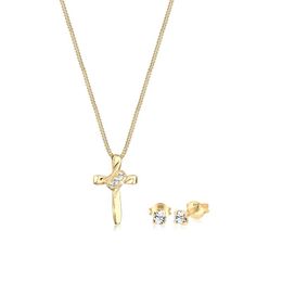 Elli Schmuckset &raquo;Kreuz Wei&szlig; 925 Sterling Silber, mit Kristallen von Swarovski &laquo; () Gold + wei&szlig; onesize Schmuckset f&uuml;r Damen mit Swarovski ...