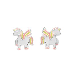 Firetti Paar Ohrstecker »Schmuck Geschenk Silber 925 Ohrschmuck Einhorn« silberfarben-rosa-gelb-weiß Hübsche Kinderohrringe mit Emaille