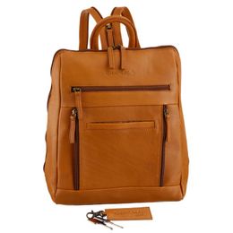 GreenLand Nature Cityrucksack mit RFID-Technologie cognac B/H/T: 26 cm x 30 cm x 11 cm B/H/T: 26 cm x 30 cm x 11 cm Aus hochwertigem Leder