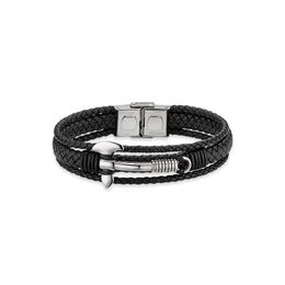 Bruno Banani Lederarmband »Schmuck Geschenk Armkette Axt Lederband breit Silber« schwarz-edelstahlfarben 21 Trendiges Herrenarmband