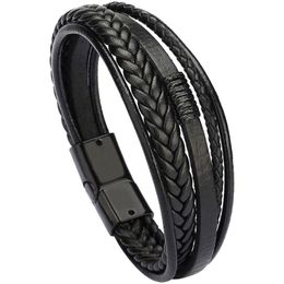 Firetti Lederarmband »Schmuck Geschenk Armschmuck Armkette« Made in Germany schwarz 21,5 cm Modisches mehrreihiges Armband