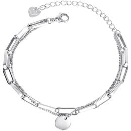 Firetti Armband »Schmuck Geschenk Edelstahl Armschmuck Ankerkettengliederung Plättchen« edelstahlfarben 22,5 cm Zeitlos schönes, filigranes und...