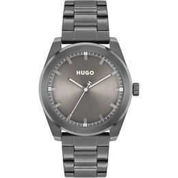 Hugo Quarzuhr »#BRIGHT« Armbanduhr, Herrenuhr, Mineralglas, Edelstahlarmband grau Unkomplizierte Herrenarmbanduhr