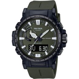 Casio PRO TREK Funkchronograph Armbanduhr, Herrenuhr, Funk, Solar, Stoppfunktion, digital dunkelgrün Ansprechender Funkchronograph für Herren