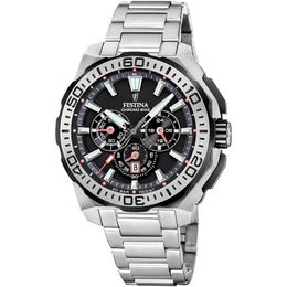 Festina Chronograph &raquo;Chrono Bike 2025&laquo; Quarzuhr, Armbanduhr, Herrenuhr, Edelstahlarmband, analog, Tag silberfarben-schwarz Markanter Herrenchronograph