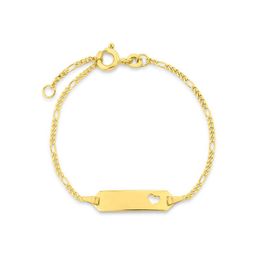 Firetti ID Armband &raquo;Schmuck Geschenk Gold 585, Figaro diama&laquo; Made in Germany gelbgoldfarben 14 cm Liebevolles Kinder - Identit&auml;tsarmband