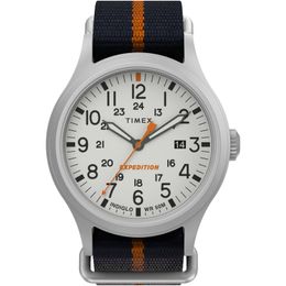 Timex Quarzuhr »SIERRA« Armbanduhr, Herrenuhr, Datum, Leuchtzeiger, Mineralglas, analog dunkelblau-orange 0 Klassisch schöne Armbanduhr für Herren