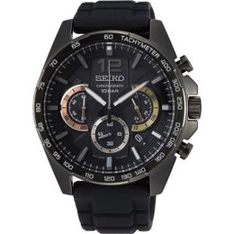 Seiko Herren Chronograph Armbanduhr, Quarzuhr, Herrenuhr, Datum, Stoppfunktion schwarz