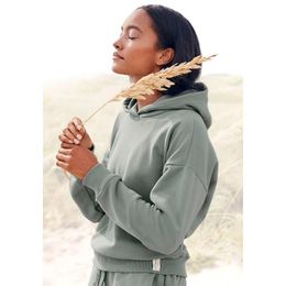 Lascana Hoodie, aus organischer Baumwolle, Loungewear salbeigr&uuml;n 40/42 40/42 Kapuzensweatshirt mit Struktur
