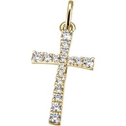 Firetti Kettenanhänger »Schmuck Geschenk Gold 585 Halsschmuck Anhänger Kreuz« () mit Zirkonia (synth.) gelbgoldfarben-kristallweiß + kristallweiß...