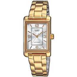 CASIO TIMELESS COLLECTION Quarzuhr Armbanduhr, Damenuhr, analog, Edelstahlarmband goldfarben Edle Damenarmbanduhr