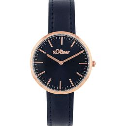 s.Oliver Quarzuhr Armbanduhr, Damenuhr, analog dunkelblau Schn&ouml;rkellose Damenarmbanduhr