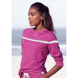 H.I.S. H.I.S Sweater, mit kontrastfarbigem Tape, Loungeanzug beere 32/34 32/34 Sweatshirt mit Streifentape