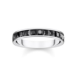 Thomas Sabo Fingerring »Steine Pavé TR2358-051-9-52-60, TR2358-643-11-52-60« mit Zirkonia (synth.) silberfarben-schwarz 54 Zeitlose Eleganz:...