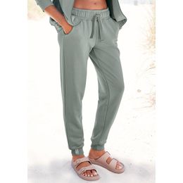 Lascana Sweathose aus organischer Baumwolle, Loungewear salbeigrün 32/34 - N-Gr N-Gr 32/34 Homewear Sweathose