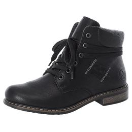 Rieker Schnürstiefelette, Schnürboots, Blockabsatz, mit gepolstertem Schaftabschluss schwarz 40 40 Mit seitlichem Aufnäher und Logoprägung