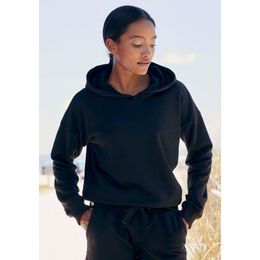 Lascana Hoodie, aus organischer Baumwolle, Loungewear schwarz 36/38 36/38 Kapuzensweatshirt mit Struktur