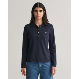 Gant Langarm-Poloshirt »SLIM SHIELD LS PIQUE POLO« EVENING BLUE M M Poloshirt von Gant