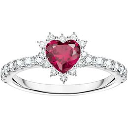 Thomas Sabo Fingerring »Romance Herz-Ring, TR2484-013-10-54-60« mit Zirkonia (synth.), Rubin silberfarben-weiß-rot 58 Romance Herz-Ring