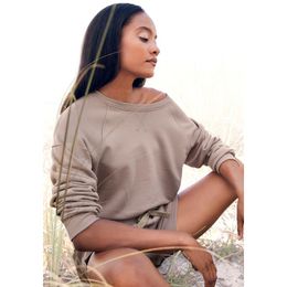 Lascana Sweatshirt, aus organischer Baumwolle, Loungewear hellbraun 32/34 32/34 Homewear Sweatshirt mit Struktur