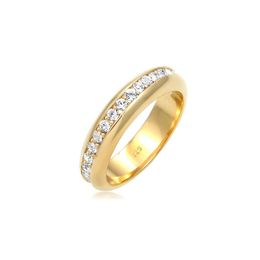 Elli Premium Fingerring »Bandring Weiß 925 Sterling Silber, mit Kristallen von Swarovski « Gold 52 mm Ring für Damen mit Swarovski Kristallen...