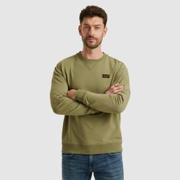 PME-Legend Sweatshirt PME LEGEND, Herren, Gr. L, grün (oil grün), Sweatware, Obermaterial: 95% Baumwolle, 5% Elasthan, unifarben, regular fit normal, Rundhals, Rippbündchen, Sweatshirts, mit Logo Stickerei
