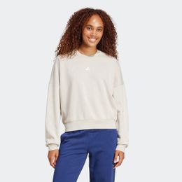 Sweatshirt adidas Sportswear "W SL FC SWT", Damen, Gr. L, wonder aluminium, wei&szlig;, Obermaterial: 70% Baumwolle, 30% Polyester, Rundhals, Sweatshirts Sweatshirt