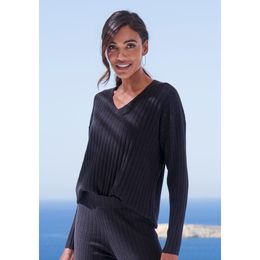 French Connection Strickpullover mit V-Ausschnitt, Loungewear schwarz 32/34 32/34 Oversized Strickpullover mit V-Neck