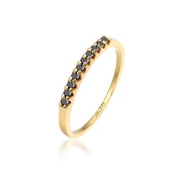 Elli DIAMONDS Diamantring »Diamant Schwarz Brillantschliff (0.15 ct) 375 Gelbgold« Gold 52 mm Ring für Damen mit brillantgeschliffenen schwarzen...