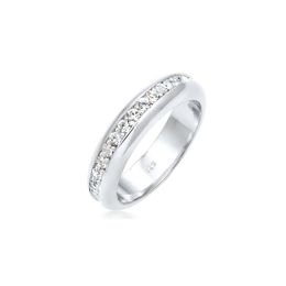 Elli Premium Fingerring »Bandring Weiß 925 Sterling Silber, mit Kristallen von Swarovski « Silber 54 mm Ring für Damen mit Swarovski Kristallen...