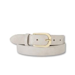 Silbergift Damen Lederg&uuml;rtel mit Glanz-Effekt beige