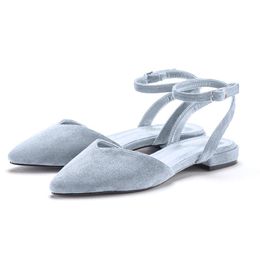 Lascana Ballerina Slingballerina, Riemchenballerina, Halbschuh, Slipper, Sandale VEGAN blau 36 36 Modische spitz zulaufende Form