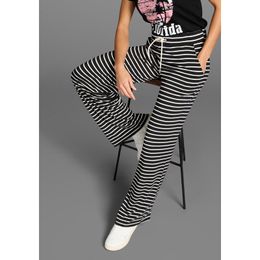 Kangaroos Jerseyhose gestreift mit weitem Beim - NEUE KOLLEKTION schwarz-offwhite 50 - N-Gr N-Gr 50 Bequeme Jerseyhose von Kangaroos