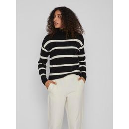 Vila Stehkragenpullover »VIRIL MOCKNECK L/S KNIT RIB TOP 2- NOOS« Black Stripes:WHITE ALYSSUM XXL XXL Gerippter Strickpullover mit Streifen von Vila