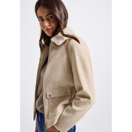 Street One Damen Street One Kurzjacke ohne Kapuze Abnehmbarer Kragenbesatz beige 42