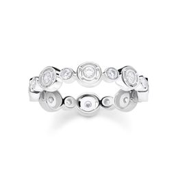 Thomas Sabo Fingerring »Kreise mit weißen Steinen, TR2256-051-14-52, 54, 56, 58« mit Zirkonia (synth.) silberfarben-kristallweiß 54 Eleganter...