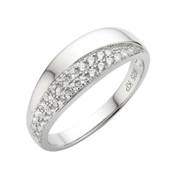 ZEEme Fingerring »Silber 925 rhodiniert mit Zirkonia weiß« weiß 052 (16,6) Edler Damen-Ring aus echtem 925 Silber rhodiniert