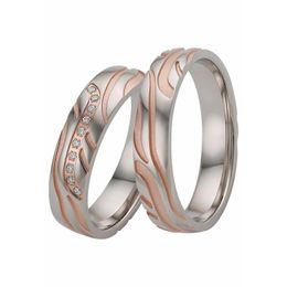 Firetti Trauring »Schmuck Geschenk Hochzeit Ehering "LIEBE"« wahlweise mit oder ohne Zirkonia (synth.) silberfarben-roségoldfarben 22 Ehering in...
