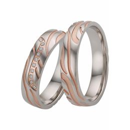 Firetti Trauring »Schmuck Geschenk Hochzeit Ehering "LIEBE"« wahlweise mit oder ohne Zirkonia (synth.) silberfarben-roségoldfarben 17 Ehering in...