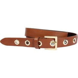 Silbergift Damen Lederg&uuml;rtel mit Metall&ouml;sen braun