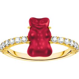 Thomas Sabo Fingerring »x HARIBO Schmuck: Ring mit Goldbär« mit Kristallglas, Zirkonia (synth.) gelbgoldfarben-rot-kristallweiß 54 Thomas Sabo x...