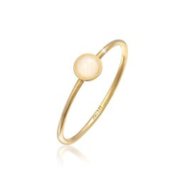 Elli Premium Fingerring »Solitär Rosa Quarz Edelstein 375 Gelbgold« Rosa 56 mm Zart schimmernder Solitär Ring für Frauen