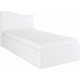 Polsterbett, weiß, B:112cm L:210cm, Bezug Bett: Kunstleder;Bonnell-Federkernmatratze: 51% Polypropylen, 39% Polyester und 10% Baumwolle;Kaltschaummatratze: 100% Polyester, Bezug abnehm- und waschbar bis 60C, Westfalia Schlafkomfort, Betten, Polsterbett ohne Bettkasten Polsterbett, inkl. Bettkasten bei Ausführung mit Matratze
