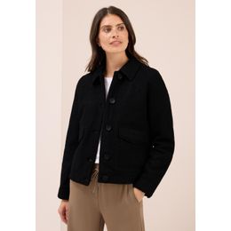 Fellimitatjacke Cecil, Damen, Gr. XL (44), schwarz, Stoff, Obermaterial: 100% Polyester; Futter: 100% Polyester, unifarben, normal normal, V-Ausschnitt, B&uuml;ndchen, Jacken, mit Knopfleiste